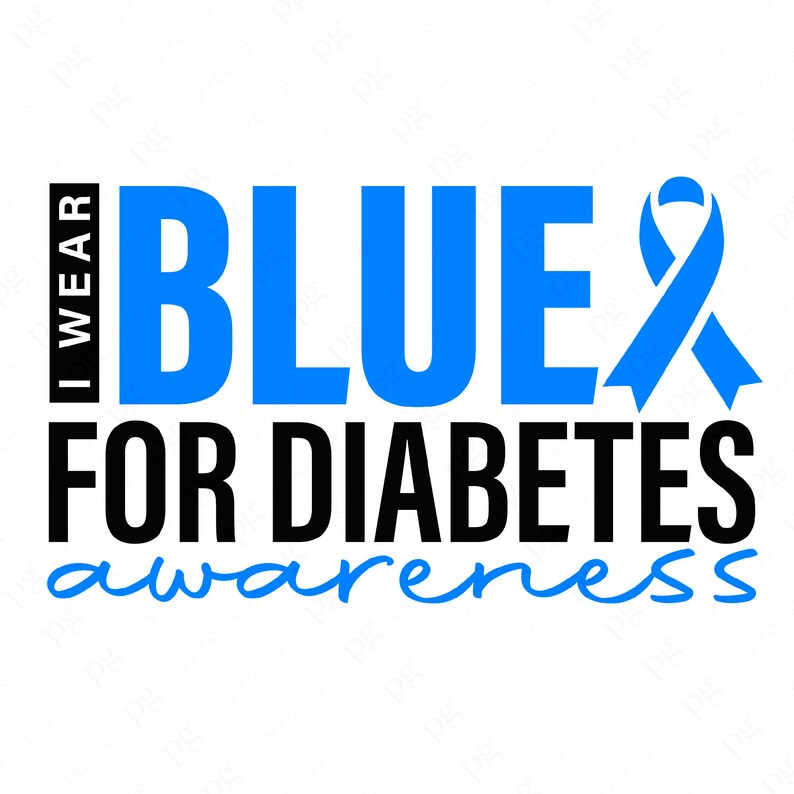 In November I Wear Blue Svg Png, Diabetes Awareness Svg, Blue Ribbon ...