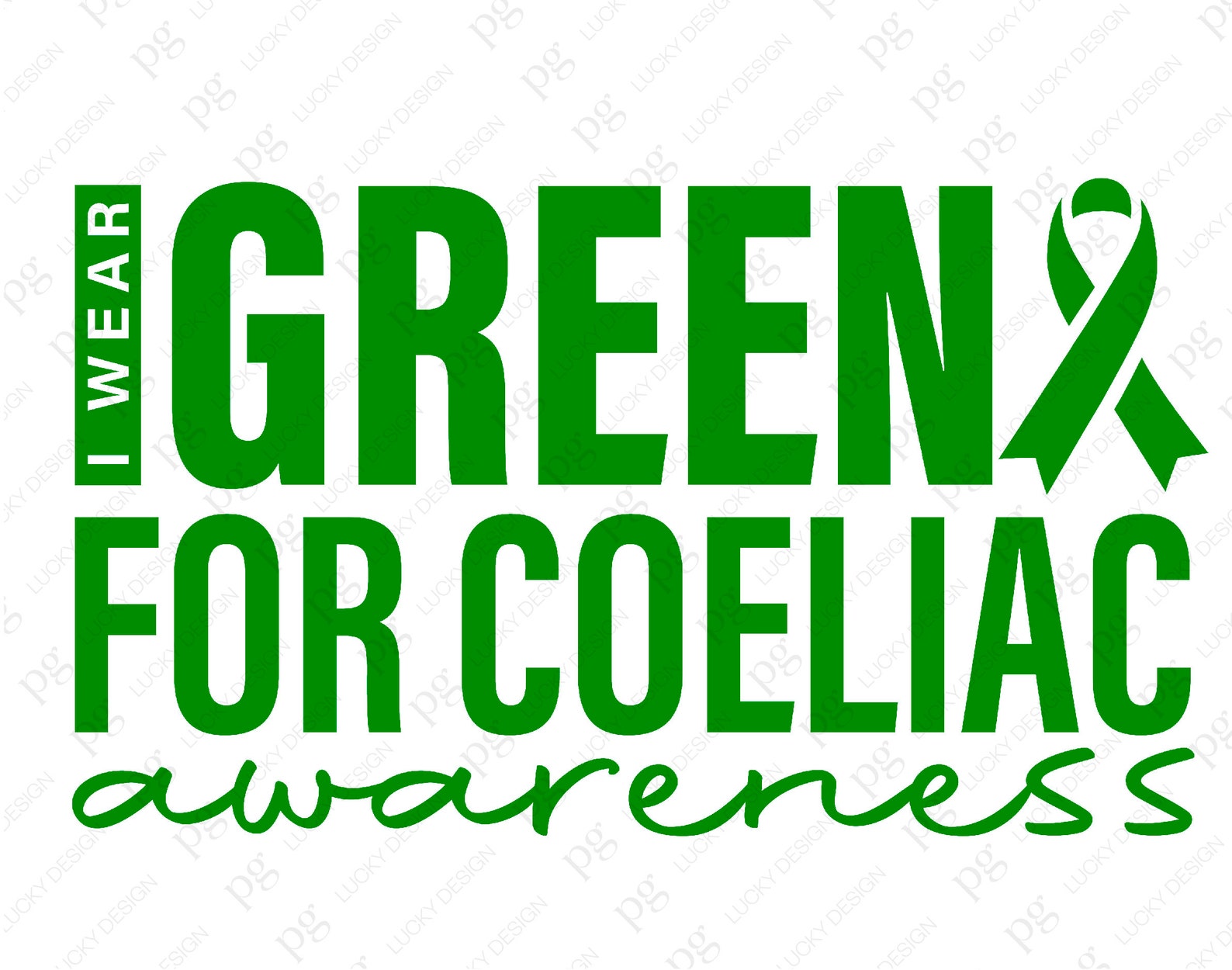 I Wear Green Svg Png, Coeliac Awareness Svg, Coeliac Svg, Green Ribbon ...