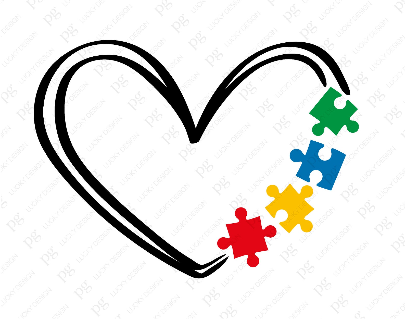 Autism Heart Svg Png, Doddle Heart Autism Puzzle Svg, Autism Clipart ...