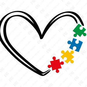 Autism Heart Svg Png, Doddle Heart Autism Puzzle Svg, Autism Clipart ...