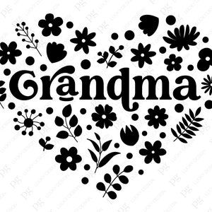 Grandma Heart Floral Svg Png, Grandma Flower Svg, Wildflower Svg, Gifts ...