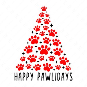 Happy Pawlidays Svg, Christmas Paw Print Svg, Funny Christmas Pet Dog ...