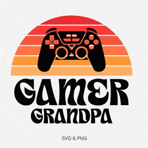 2 Design Bundle Gamer Grandpa Svg Png, Distressed Gammer Png, Retro ...