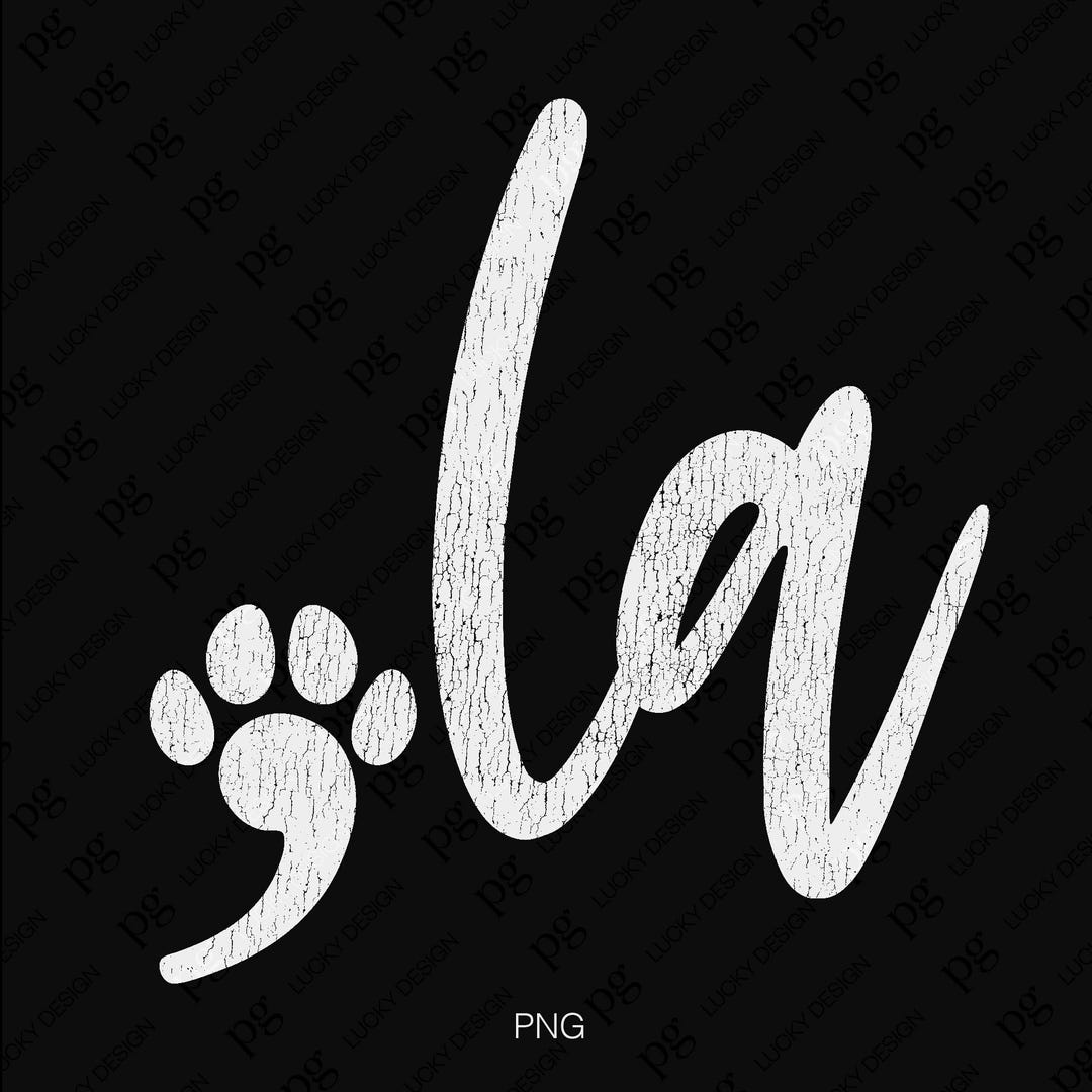 2 Design Cat Comma La Svg Png, Distressed Comma La Png, Cat Dog Paw ...