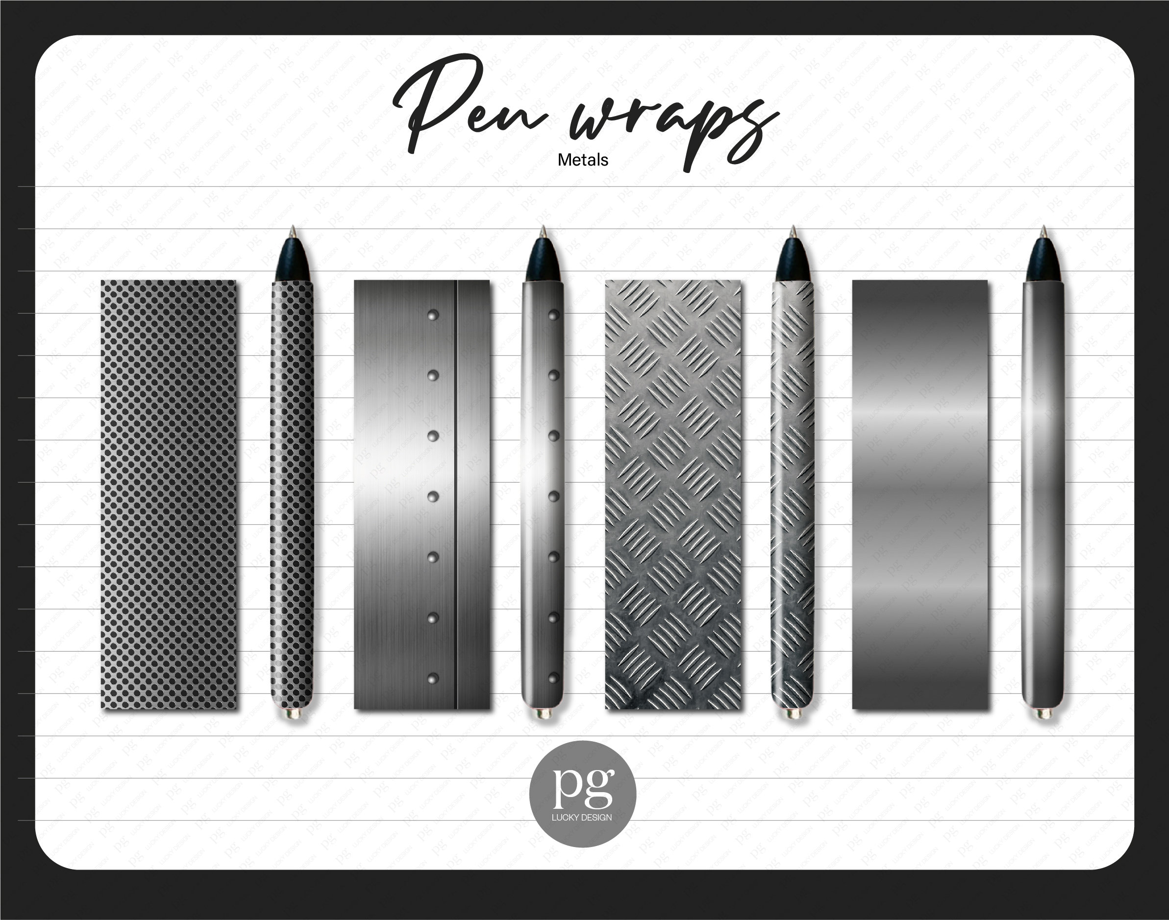 Metal Pen Wraps Silver Metallic Metal Steel Texture Print - Etsy