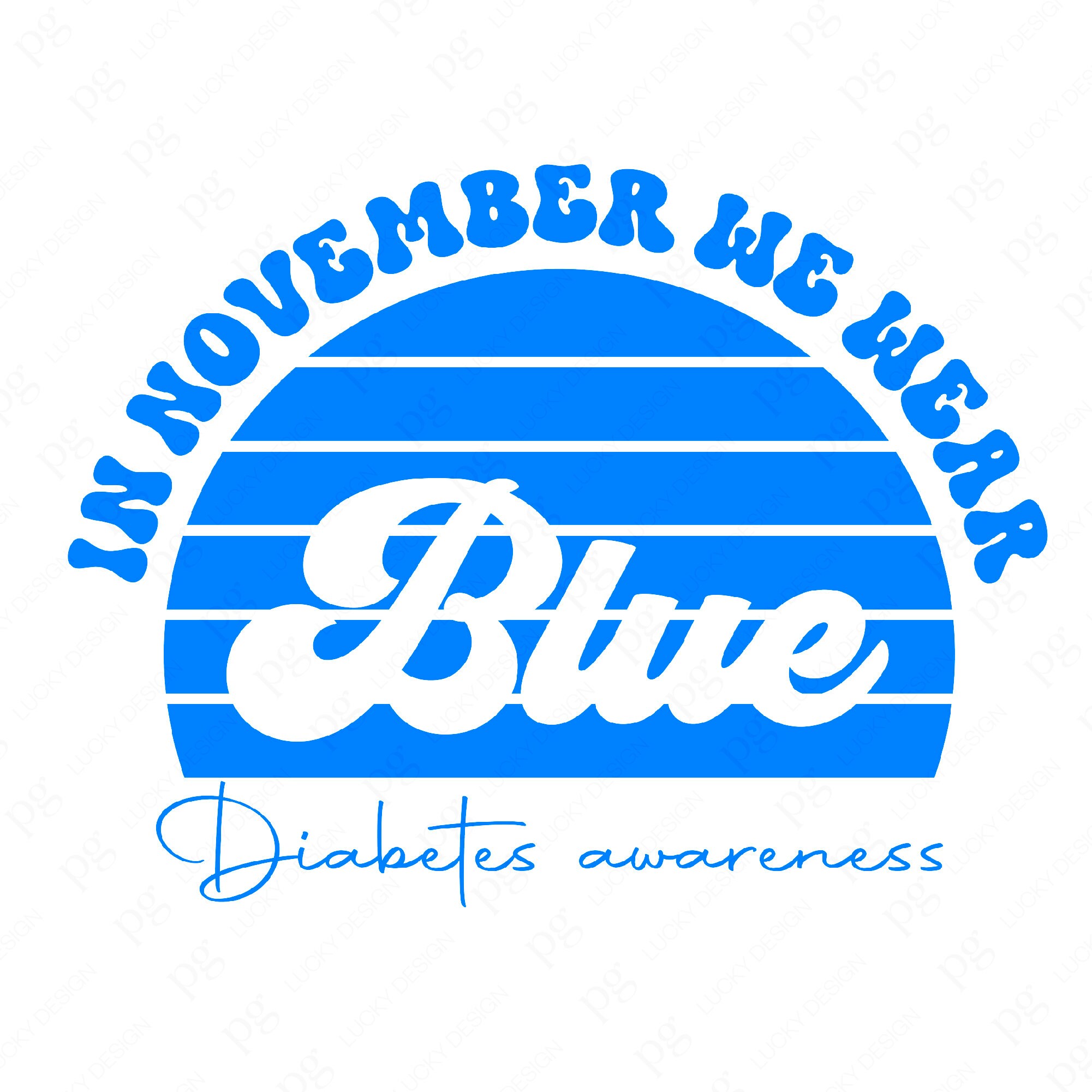 In November We Wear Blue Svg Png, Diabetes Awareness Svg, Blue Ribbon ...