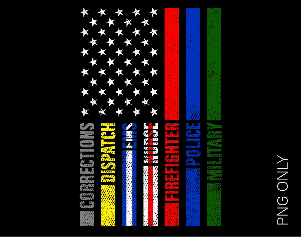 Distressed Flag Png First Responder Png Nurse Firefighter - Etsy