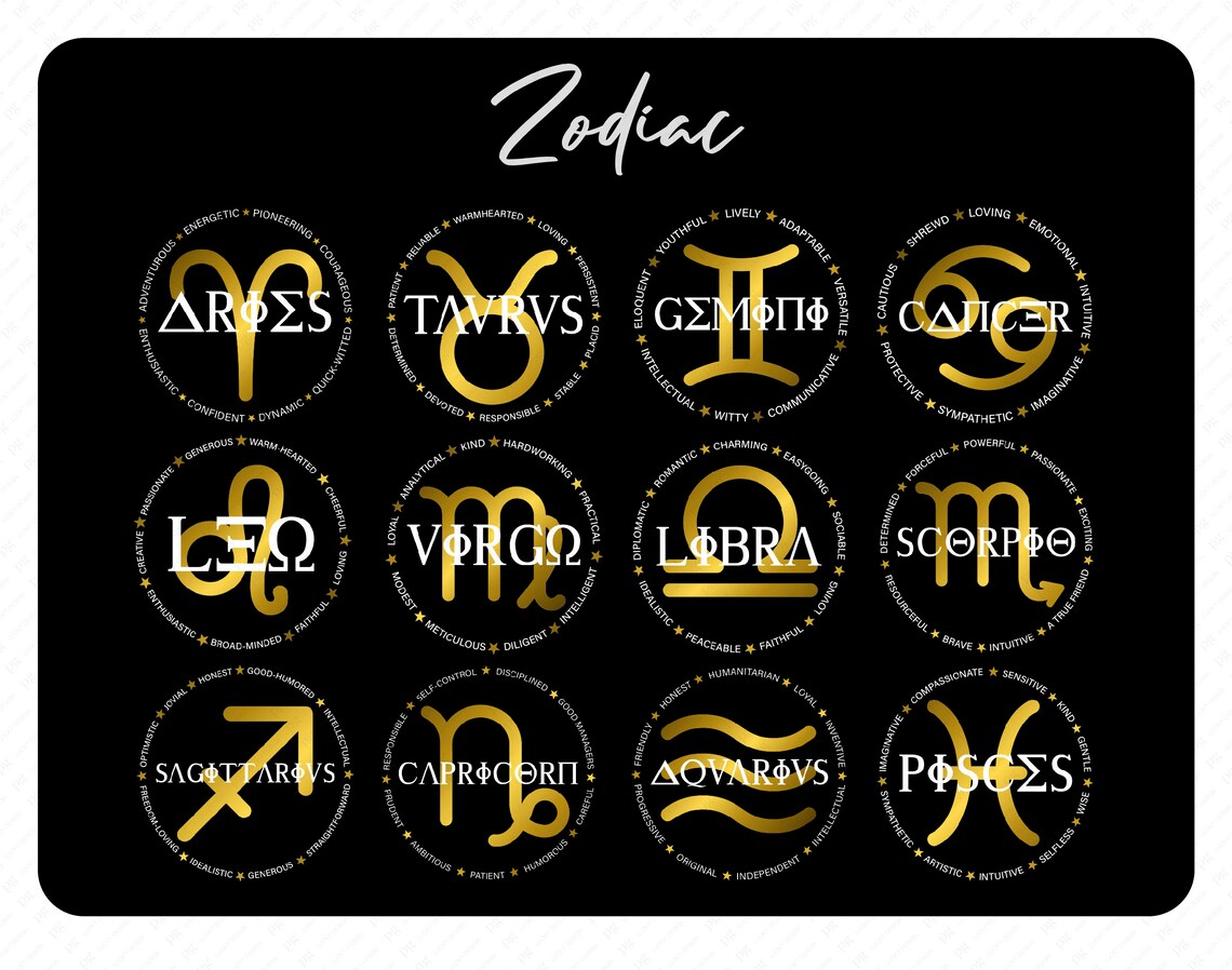 12 Bundle Zodiac Birthday Svg Astrology Zodiac Sign Positive ...
