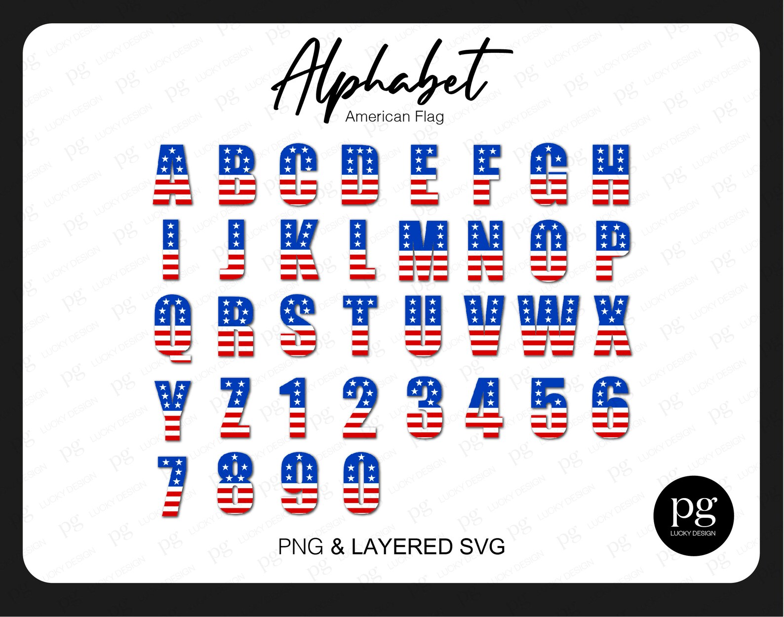 American Flag Alphabet A to Z and Number 0-9 Svg, Usa Flag Letters ...