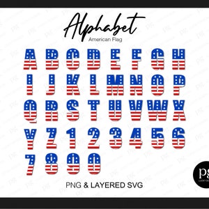 American Flag Alphabet A to Z and Number 0-9 Svg, Usa Flag Letters ...