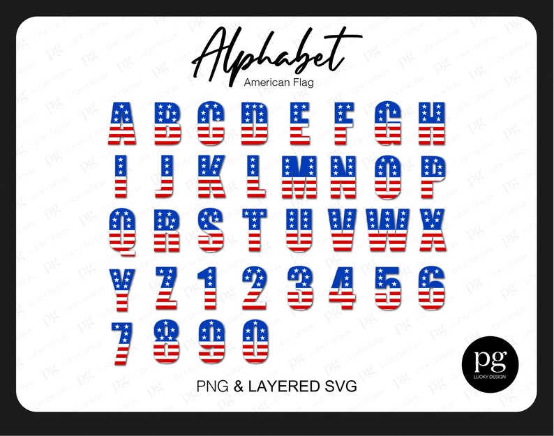 American Flag Alphabet A to Z and Number 0-9 Svg, Usa Flag Letters ...