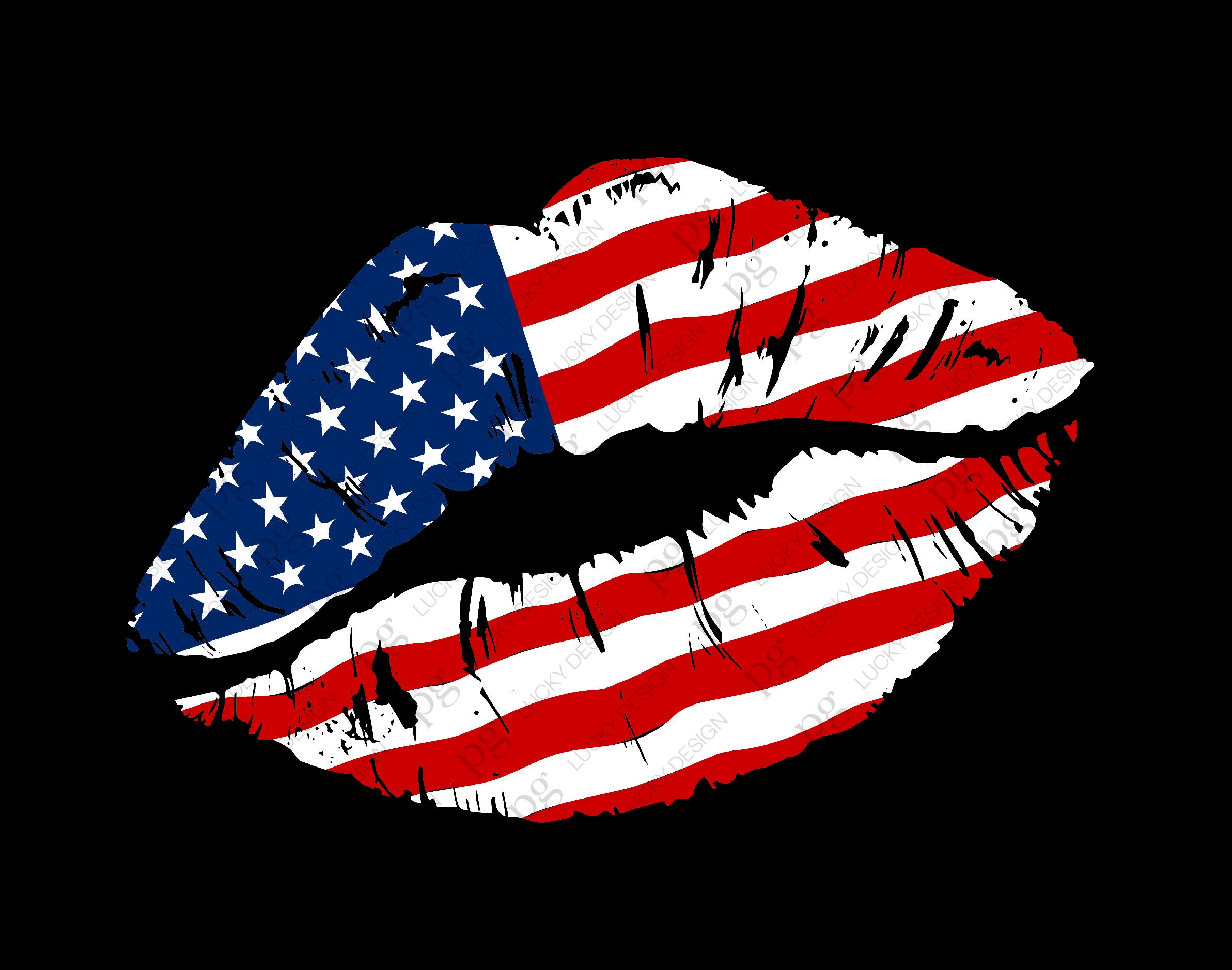 Distressed American Flag Lips 4th of July Lips USA Flag - Etsy