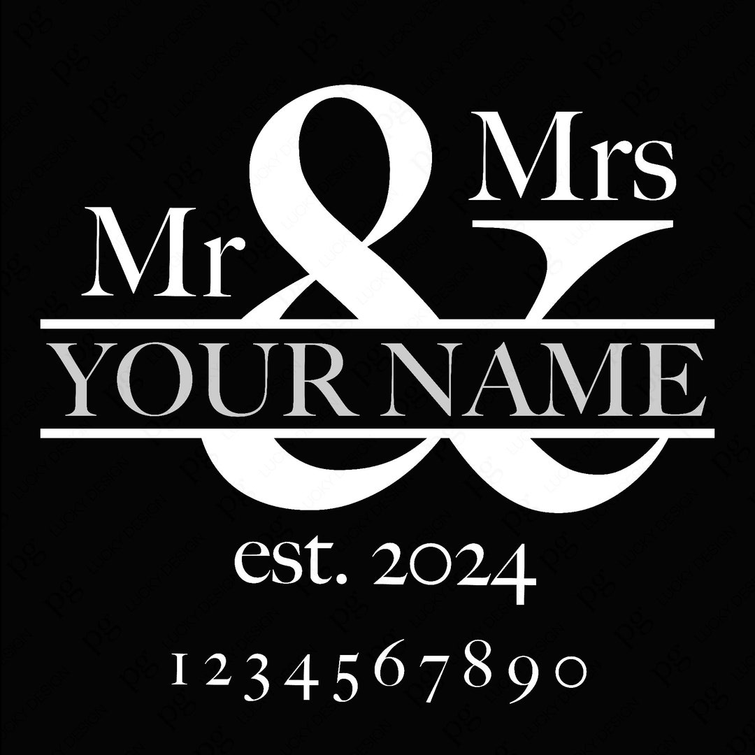 Mr and Mrs Split Monogram Svg, Monogram Svg, Mr and Mrs Est 2023 Custom ...