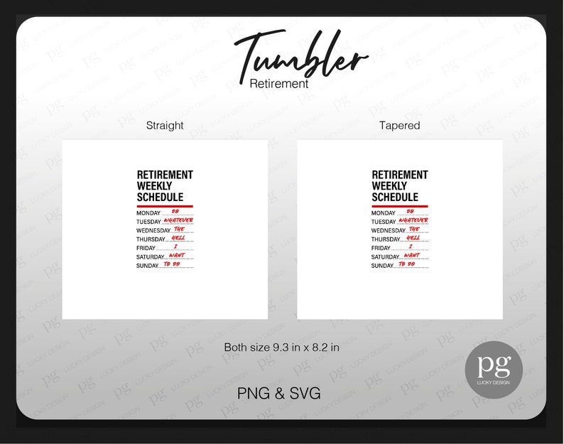 Retirement Weekly Schedule Skinny Straight Tapered Tumbler - Etsy