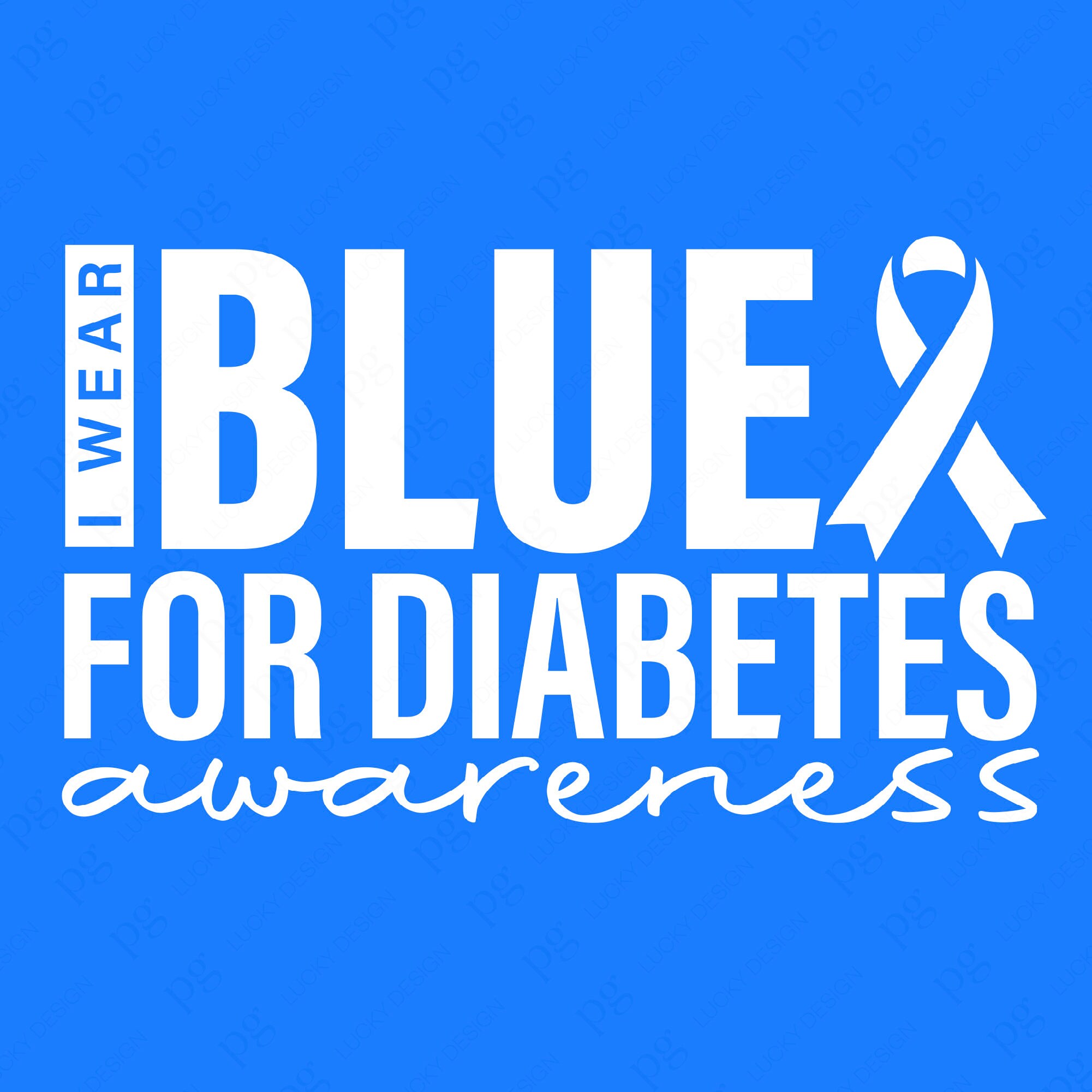 In November I Wear Blue Svg Png, Diabetes Awareness Svg, Blue Ribbon ...