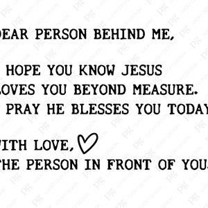 Dear Person Behind Me Svg, Jesus Svg, Christian Svg, Self Love Positive ...