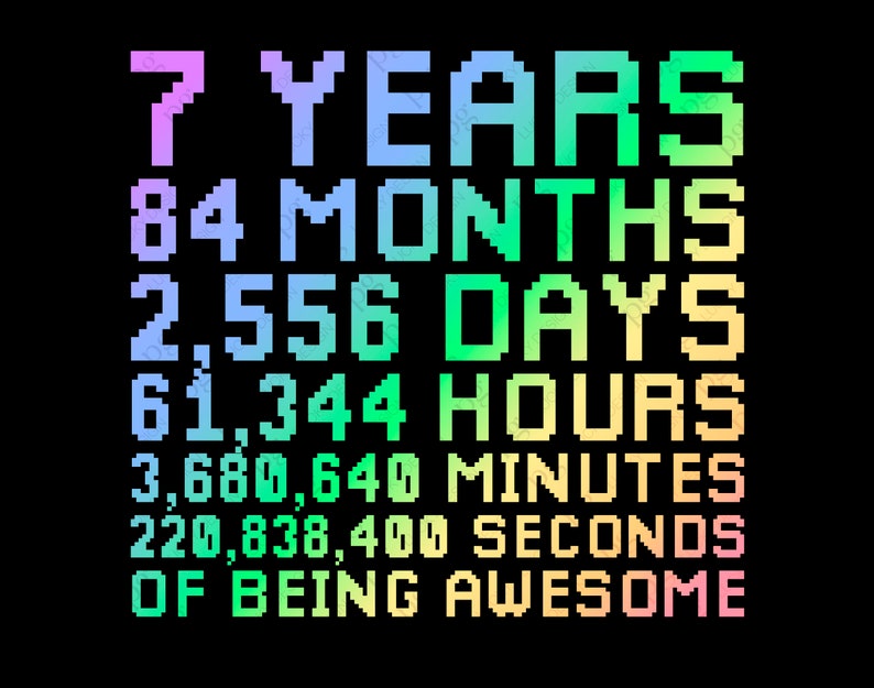 7 Years Old Birthday Svg 7th Birthday Boy Girl Kids Seven - Etsy