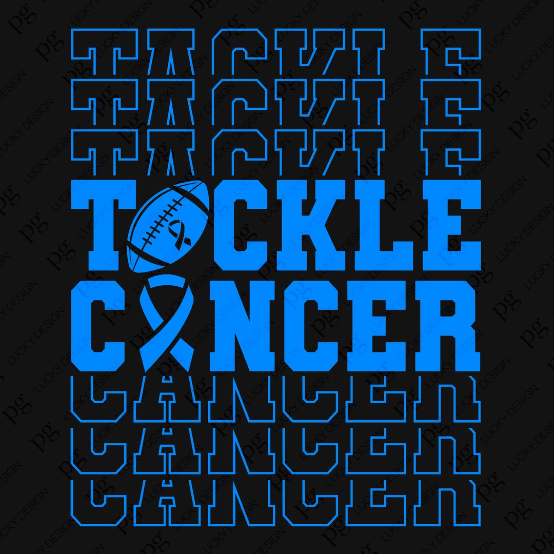 Tackle Cancer Svg Png, Blue Ribbon Awareness, Football Awareness Svg ...
