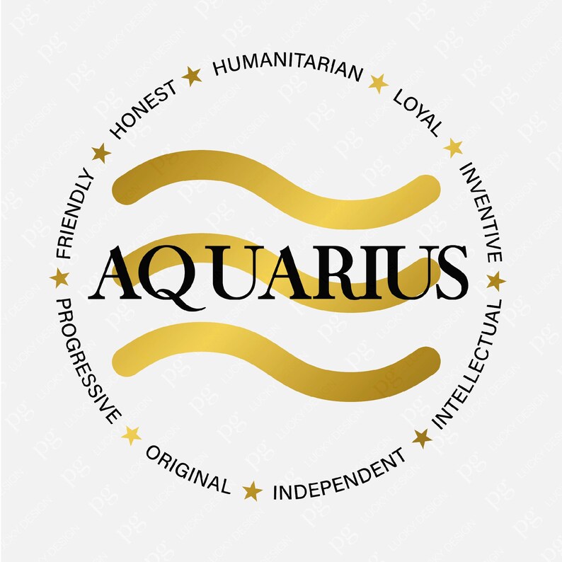 Aquarius Zodiac Birthday Svg Png, Astrology Zodiac Sign, Positive ...