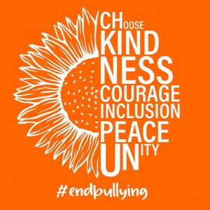 Unity Day Half Sunflower Choose Kindness Courage Inclusion - Etsy