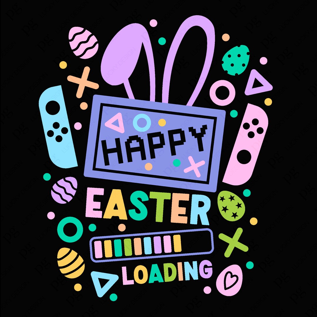 Happy Easter Loading Svg Png, Funny Easter Svg, Easter Gamer Svg, Easter Bunny Gift Idea Digital ...
