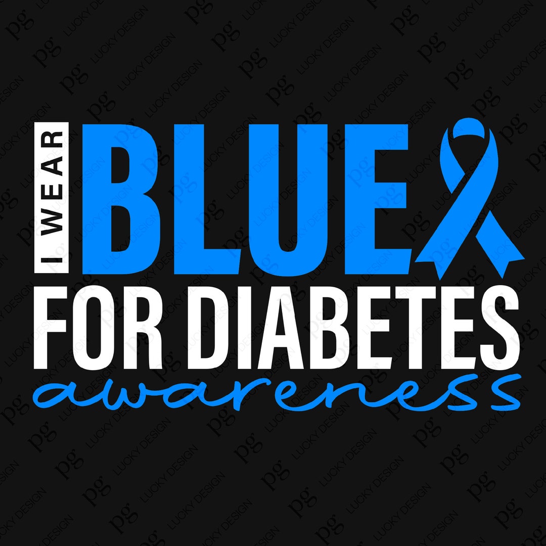 In November I Wear Blue Svg Png, Diabetes Awareness Svg, Blue Ribbon ...