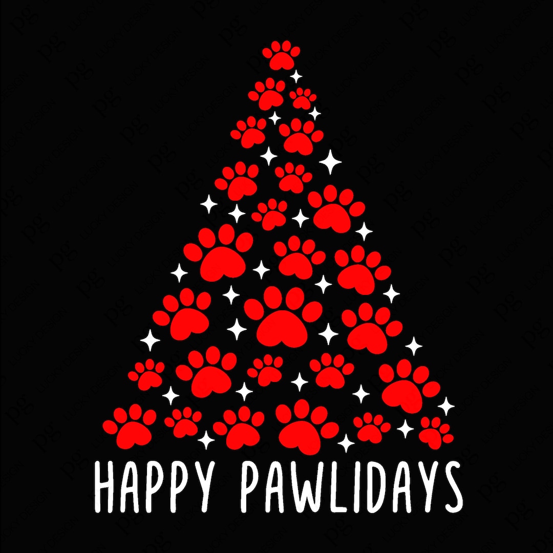 Happy Pawlidays Svg, Christmas Paw Print Svg, Funny Christmas Pet Dog ...