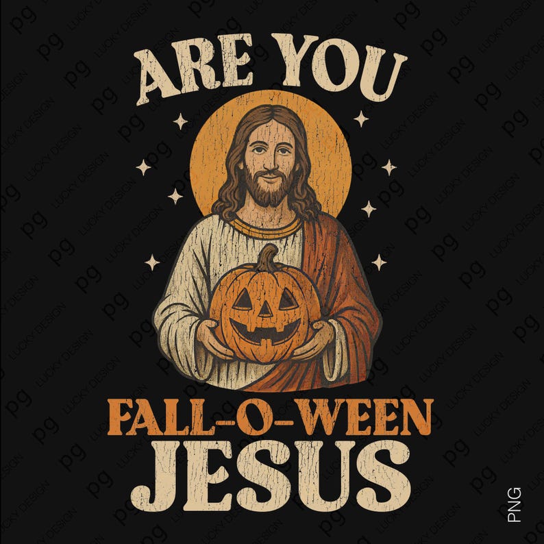 Retro Fall-o-ween Jesus PNG: Christian Bible Halloween Fall Season ...