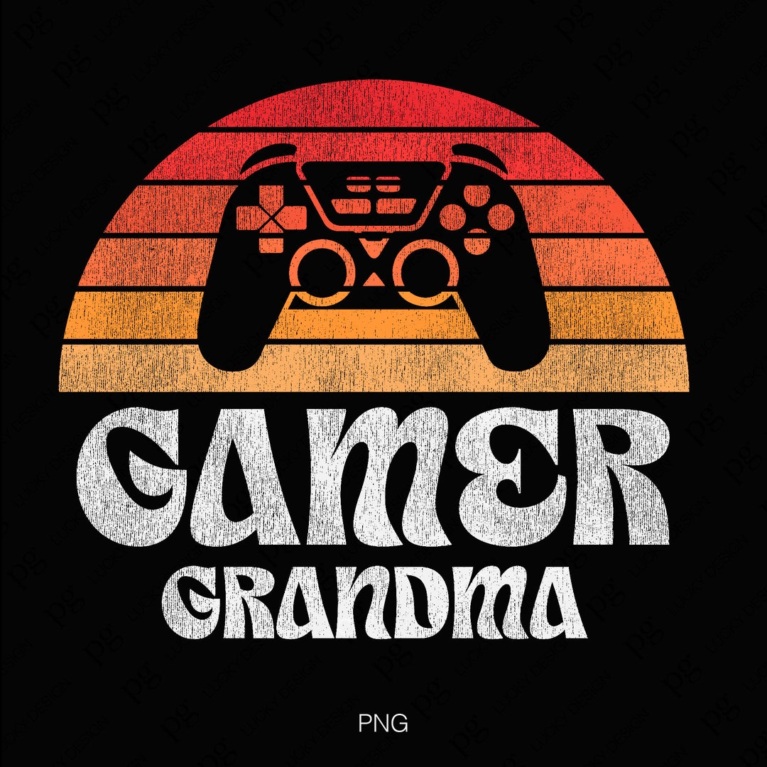 2 Design Bundle Gamer Grandma Svg Png, Distressed Gammer Png, Retro ...