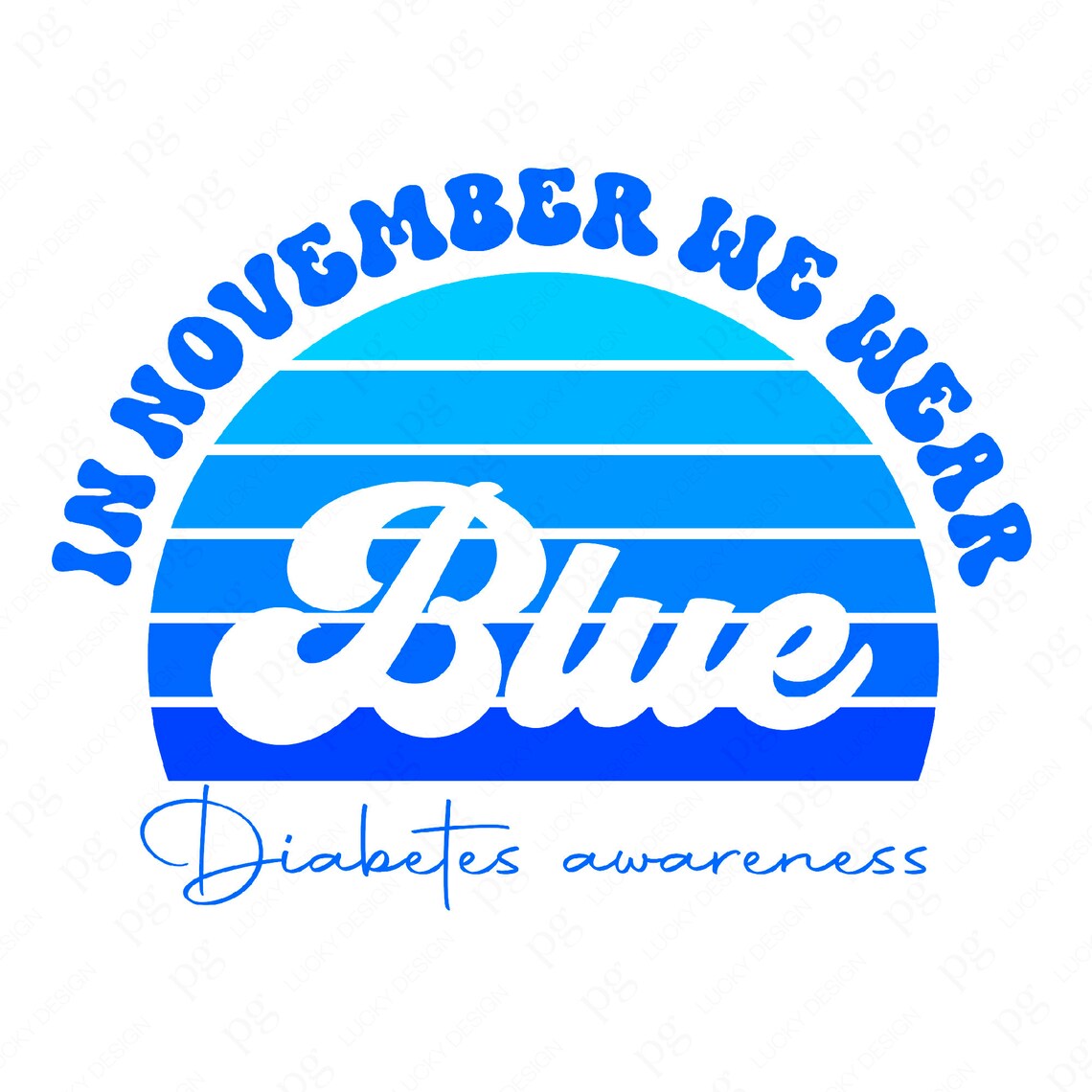 In November We Wear Blue Svg Png, Diabetes Awareness Svg, Blue Ribbon ...