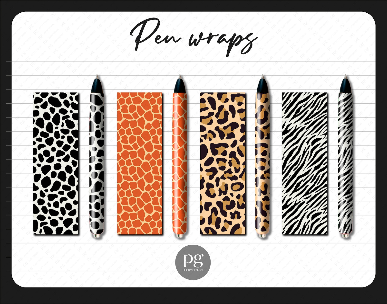 Animal Print Pen Wraps Safari Pattern Print Waterslide & - Etsy