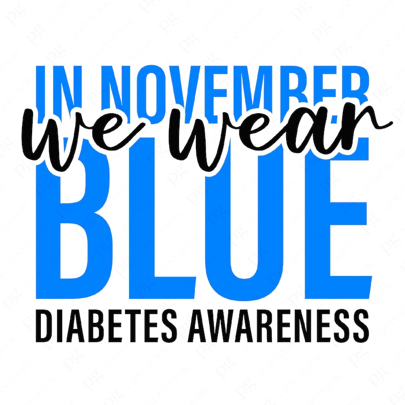 In November We Wear Blue Svg Png, Diabetes Awareness Svg, Blue Ribbon ...