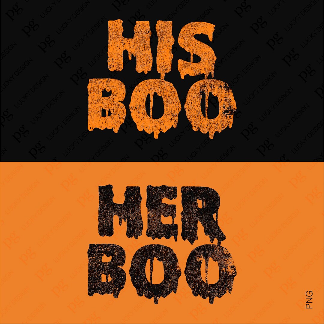 His Boo Svg, Her Boo Svg, Distressed Halloween Boo Png, Couples ...
