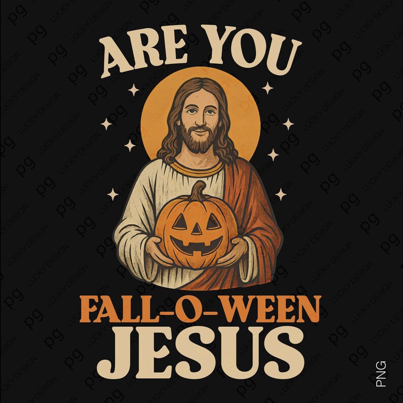 Retro Fall-o-ween Jesus PNG: Christian Bible Halloween Fall Season ...