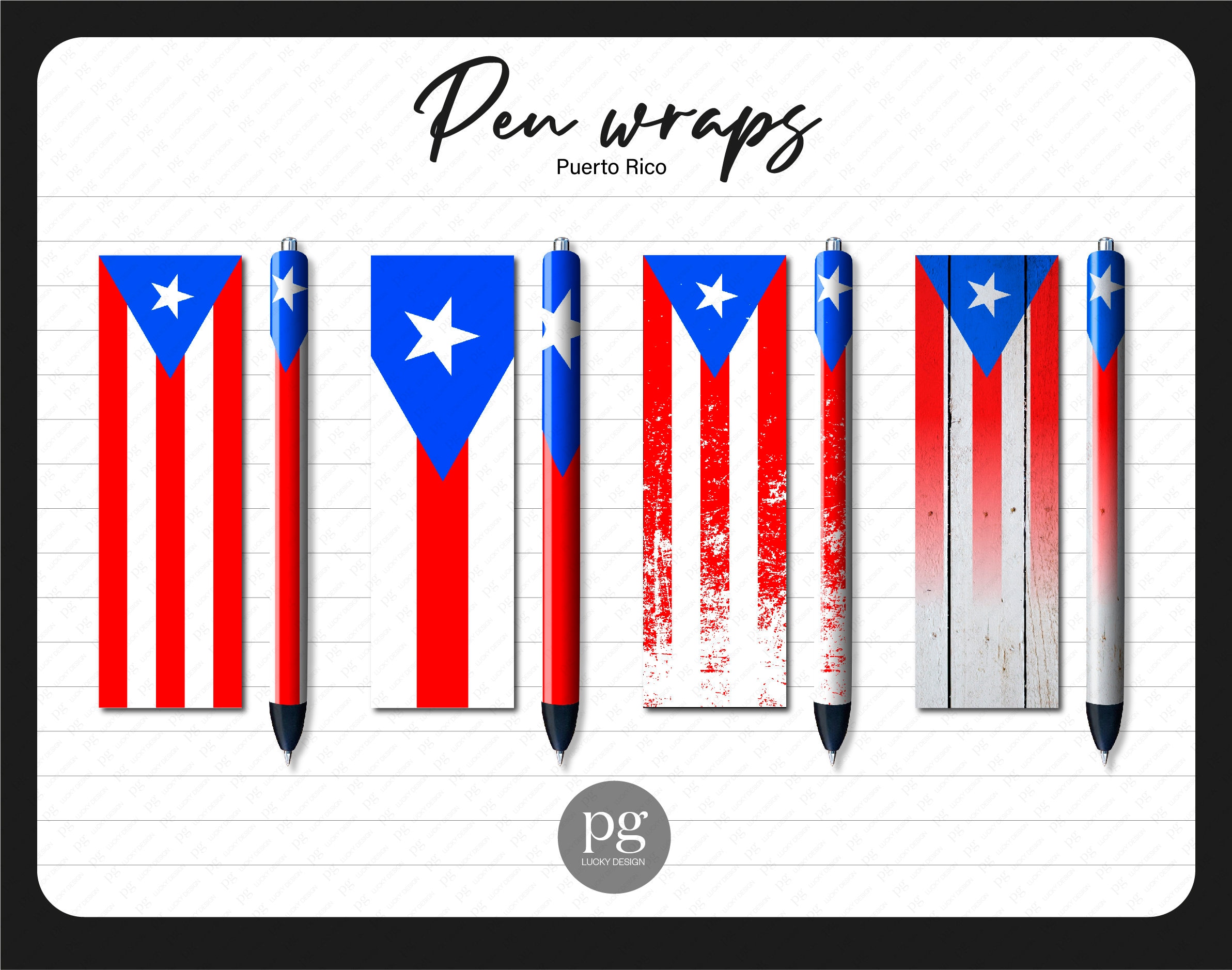 Puerto Rico Flag Pen Wraps Puerto Rican Themed Decal Print | Etsy