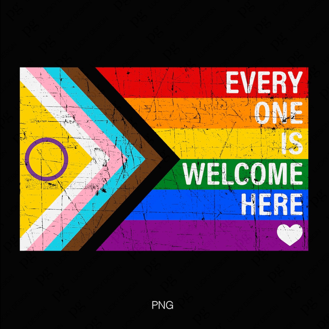 2 Design Everyone is Welcome Here Svg Png, Lgbtq Svg, Distressed Pride ...