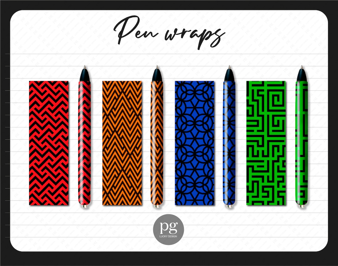 Modern Geomatic Pen Wraps, Pattern Print Waterslide & Printable Vinyl ...