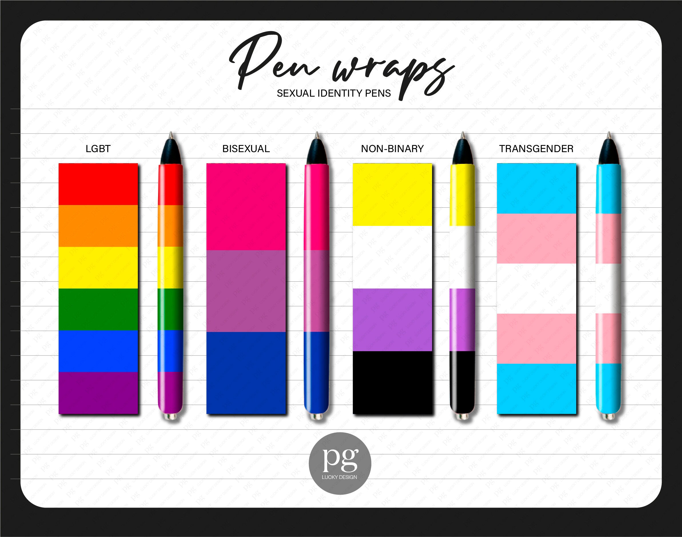 Sexual Identity Pen Wraps LGBTQ Pride Flags Pattern Print | Etsy
