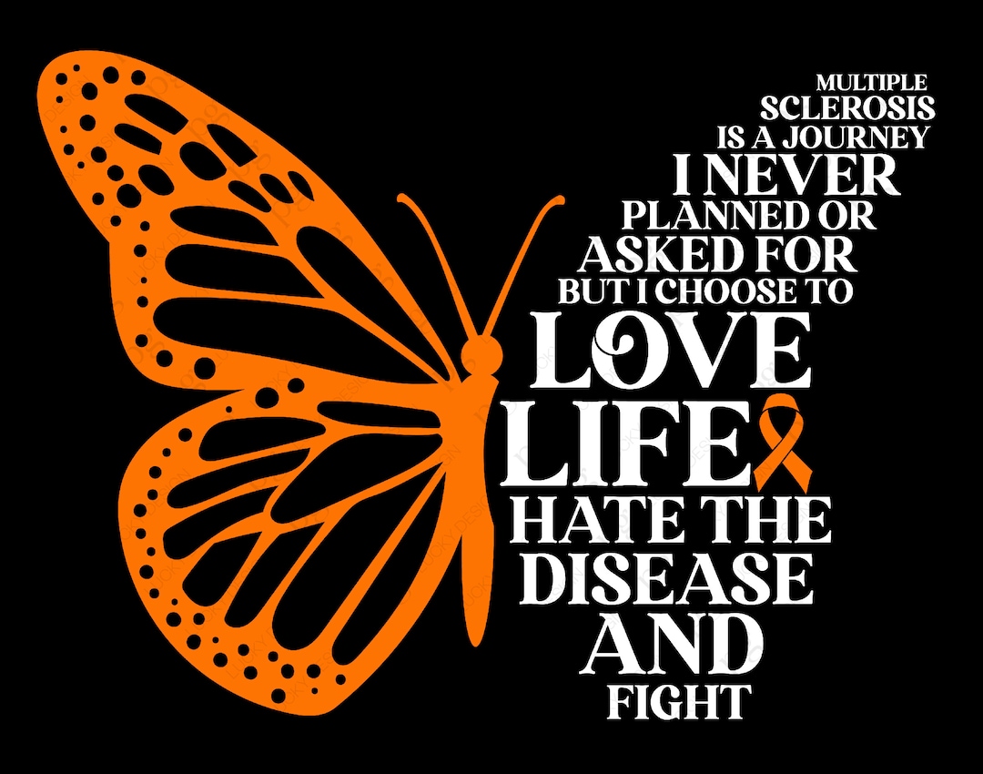 MS Warrior Butterfly SVG PNG: Multiple Sclerosis Awareness Orange ...