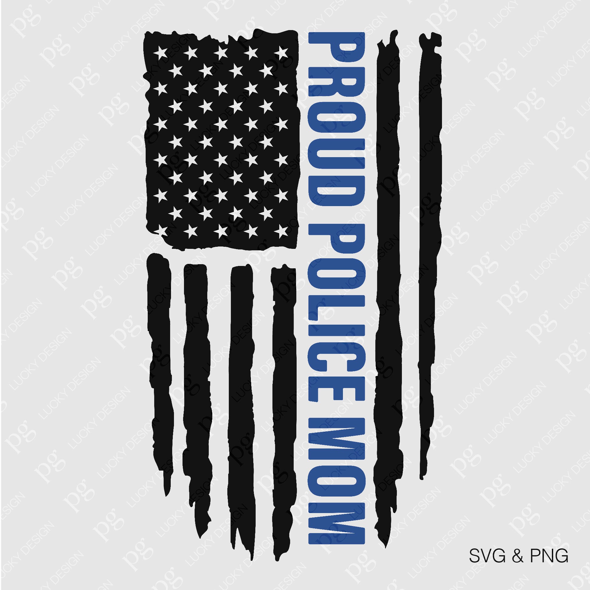 2 Design Bundle Proud Police Mom Svg Png, Distressed Policeman's Mom ...