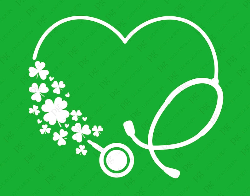 St. Patrick Heart Stethoscope Svg Png Shamrock Stethoscope - Etsy