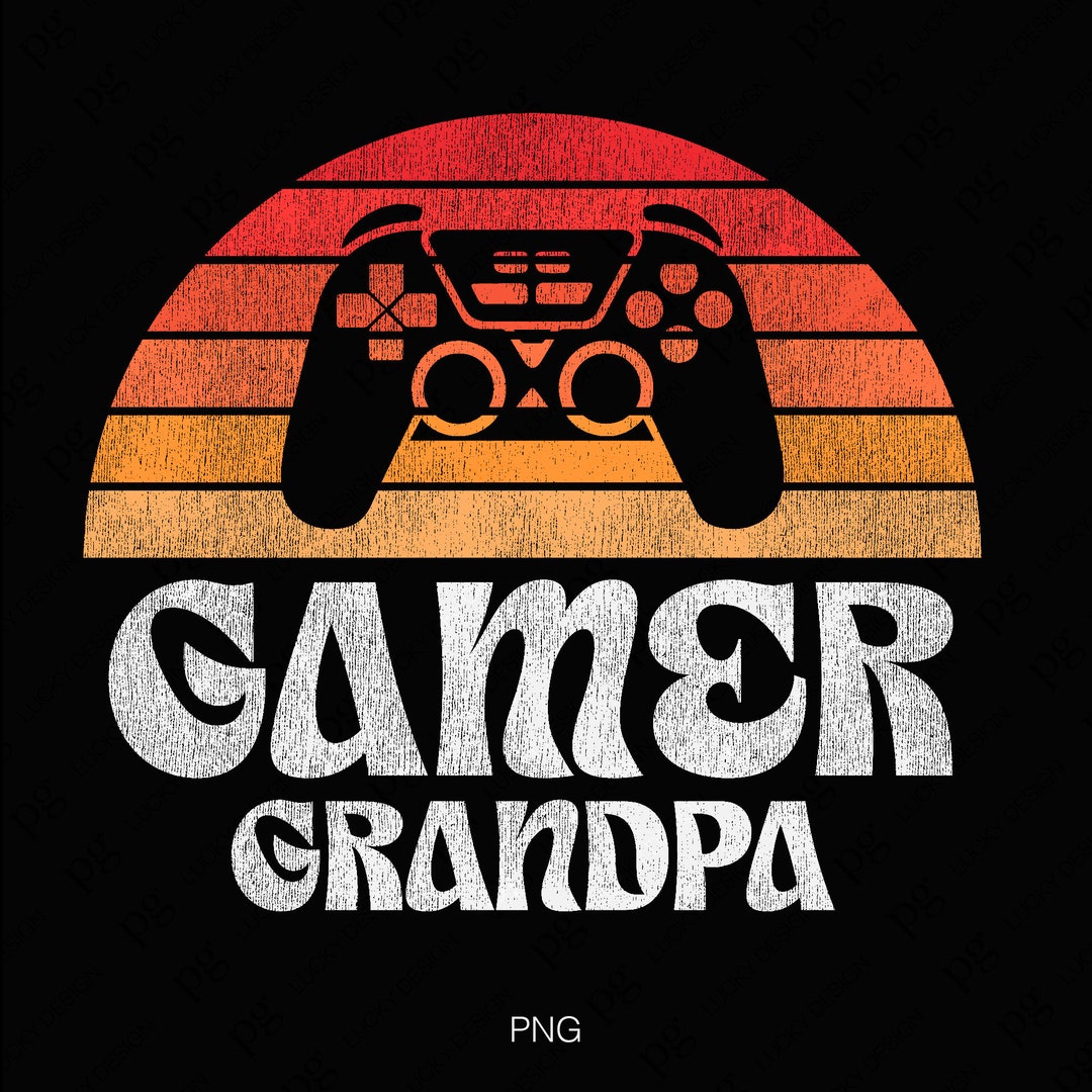 2 Design Bundle Gamer Grandpa Svg Png, Distressed Gammer Png, Retro ...