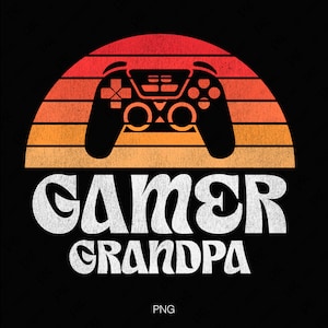 2 Design Bundle Gamer Grandpa Svg Png, Distressed Gammer Png, Retro ...