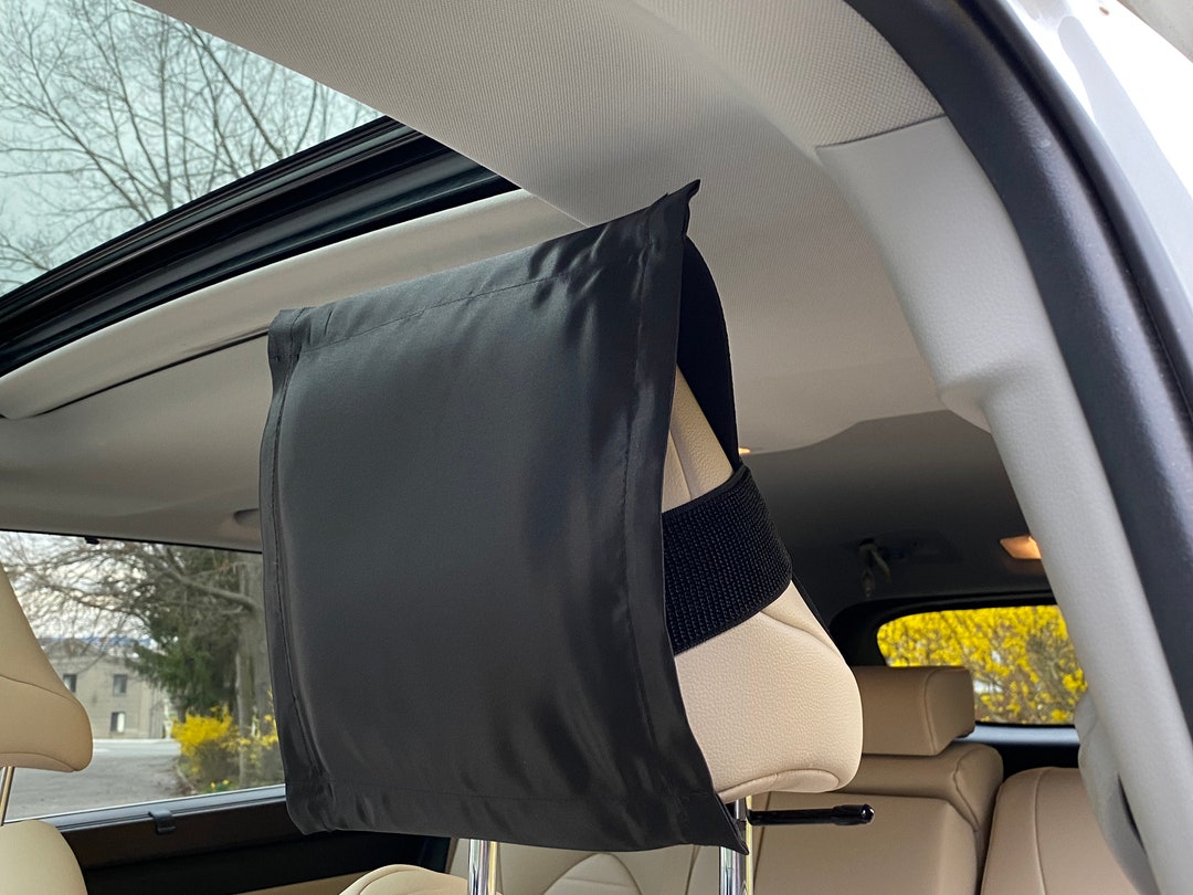 Satin Car Headrest Cover: Frizz & Breakage Protection - Black or Gray ...