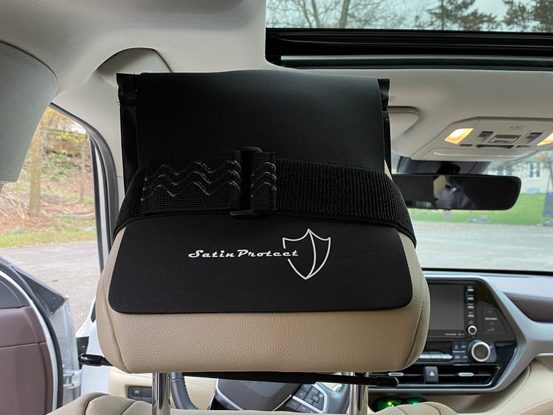 Satin Car Headrest Cover: Frizz & Breakage Protection - Black or Gray ...