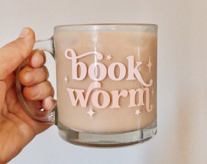 Coffee Mug | Book Lover Gift| Glass Coffee Mug | Libbey Glass Mug ...