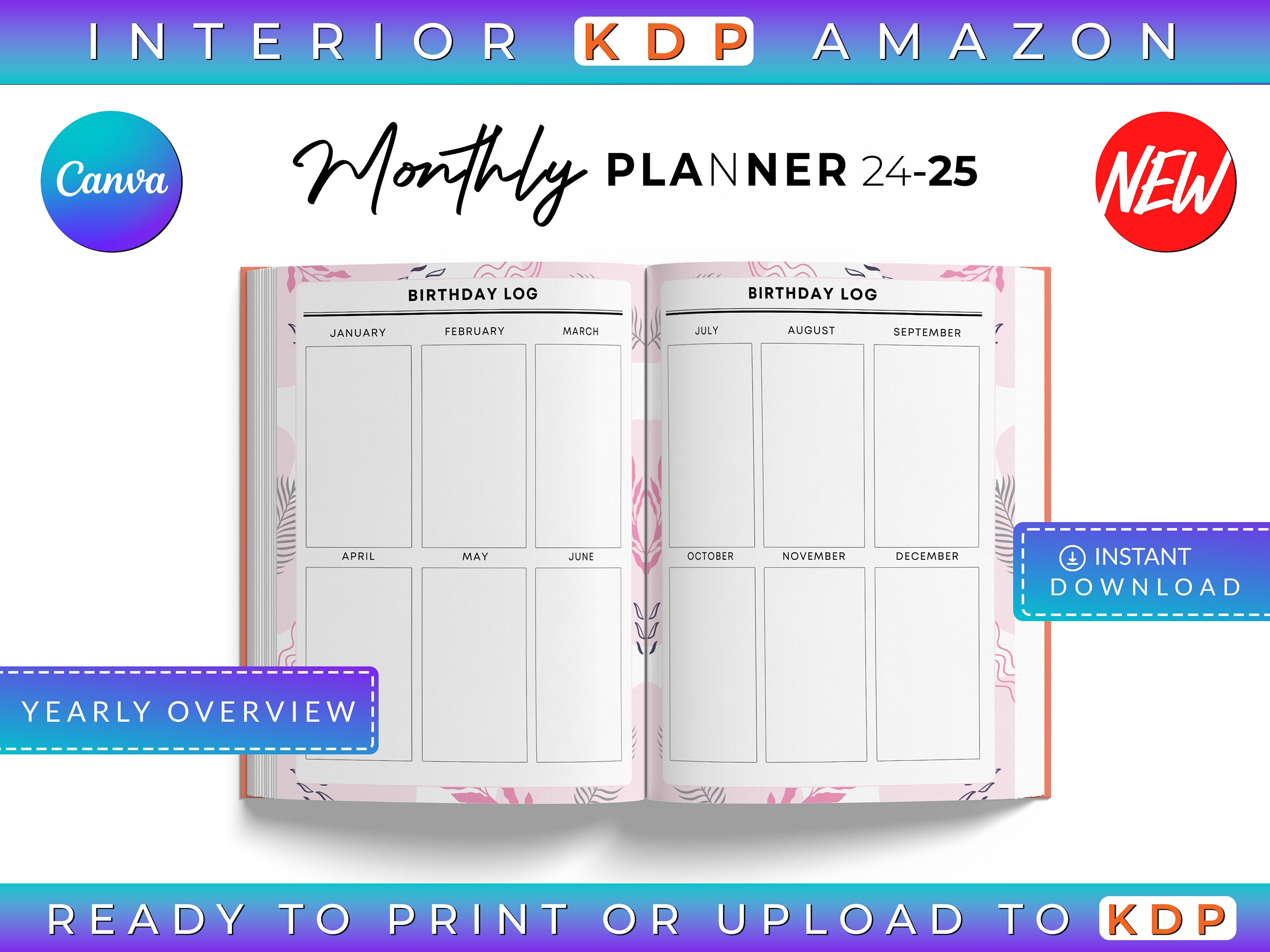 2024-2025 Monthly Planner CANVA Template, Fully Dated, Fully Editable ...