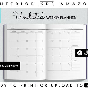 Canva Undated Editable Template Planner Weekly & Monthly Overview ...