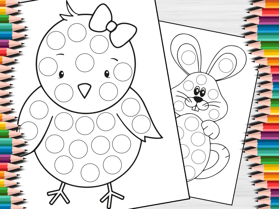 20 Printable Easter Dot Marker Coloring Pages for Kids, Easter Egg Hunt ...