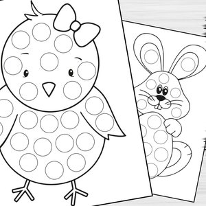 20 Printable Easter Dot Marker Coloring Pages for Kids, Easter Egg Hunt ...